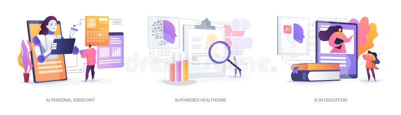 AI in daily Assistance Abstract Concept Vector Illustrations. Stock ...