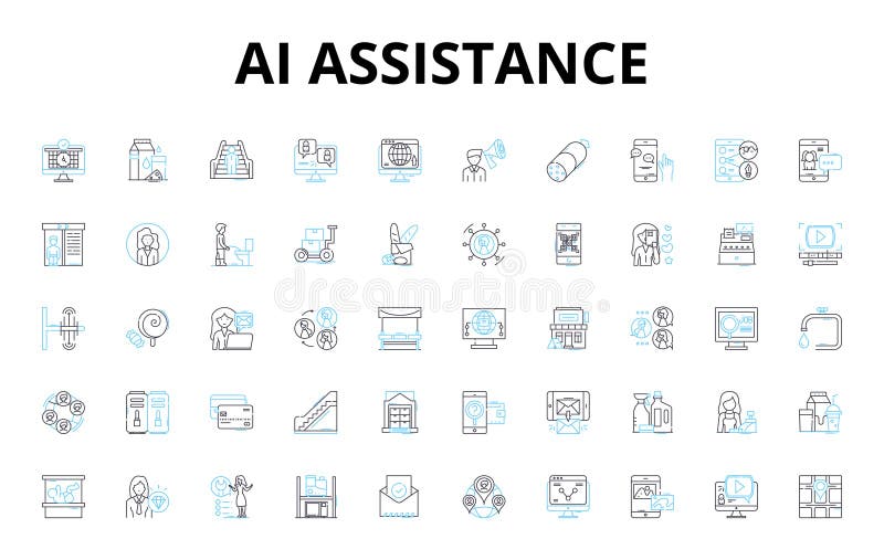 Ai Assistance Linear Icons Set. Intelligent, Automated, Responsive ...