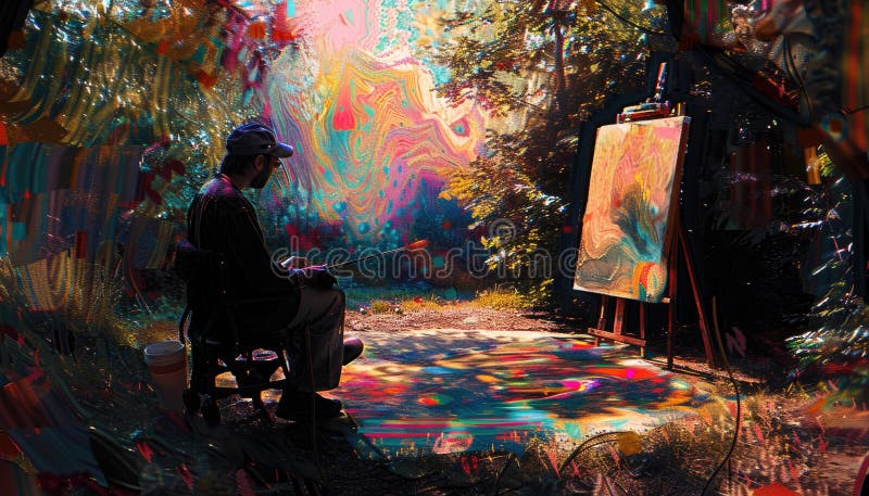 Painter with AI in Open-Air Studio AIG60 Stock Image - Image of ...