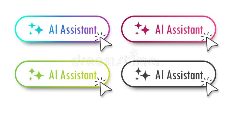 AI Assistant Button. a Set of Buttons with AI Assistant Symbols Stock ...