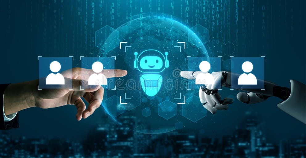 AI Assistant Collaborating with Human Team Vouch Stock Photo - Image of virtual, group: 396035238