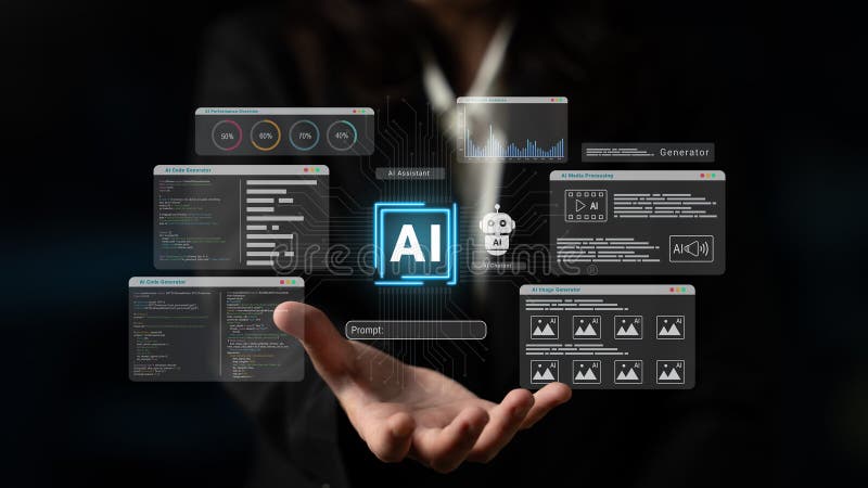 AI Assistant Interface for Creative and Code Generation Parse Stock Photo - Image of technology ...