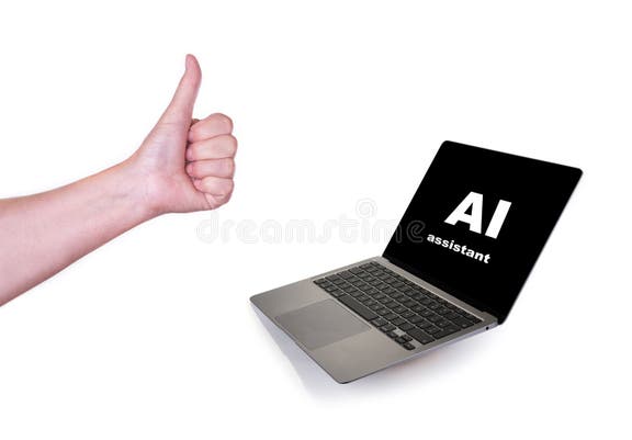 Ai Assistant on a Laptop. is AI Helper or Destroyer Stock Photo - Image ...