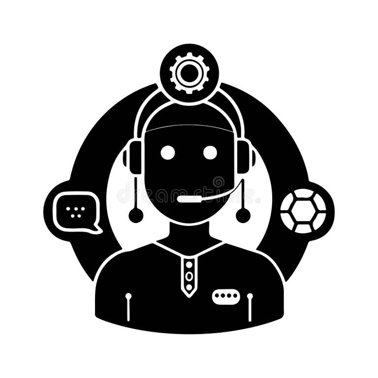 AI Assistant Silhouette Vector Illustration Smart Digital Worker ...