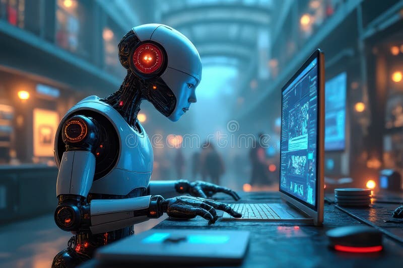 AI-Assisted Emotional Robot Stock Illustration - Illustration of ...