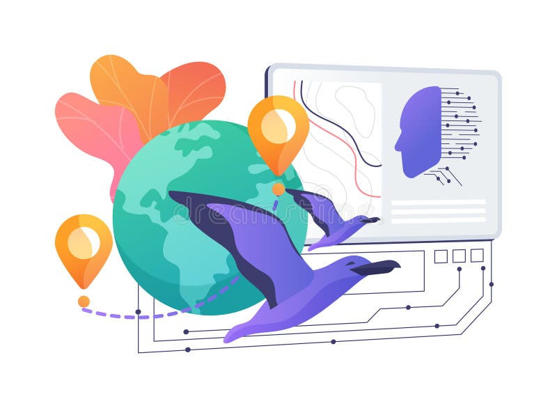 AI-Assisted Migration Route Forecasting Abstract Concept Vector Illustration. Stock Vector ...