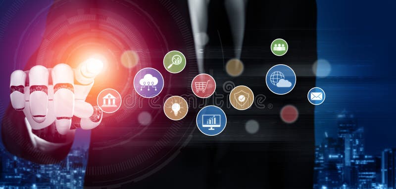 AI-Assisted Visualization of Business Icon Ecosystem Vouch Stock Illustration - Illustration of ...