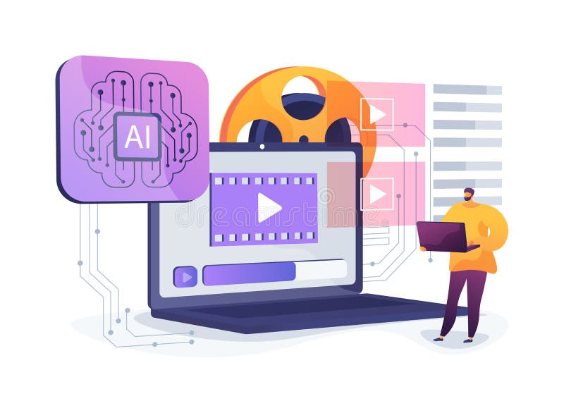 AI Automated Video Editing Abstract Concept Vector Illustration. Stock ...