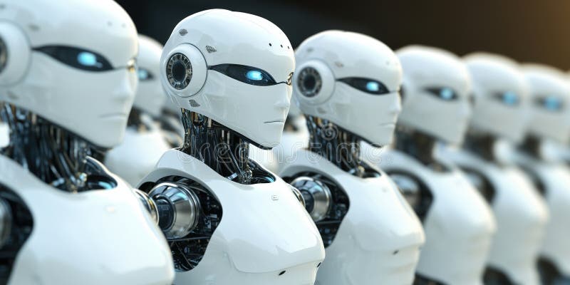 AI and Automation Machines Lined Up in a Futuristic Setting Showcasing ...