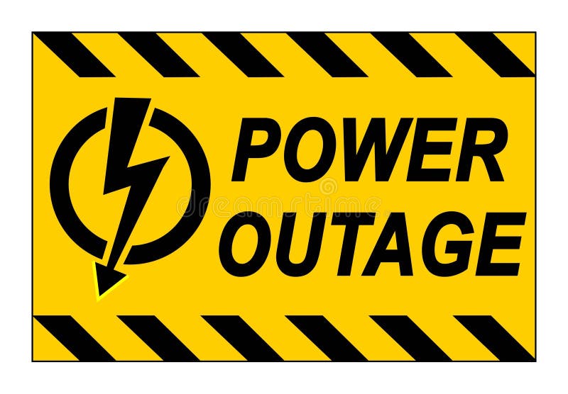 Power Outage. Warning Sign with Symbol and Text by Side.Yellow Black ...
