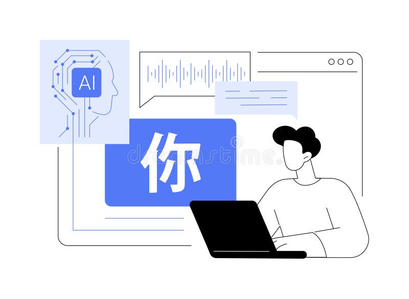 AI-Backed Language Translation Abstract Concept Vector Illustration ...