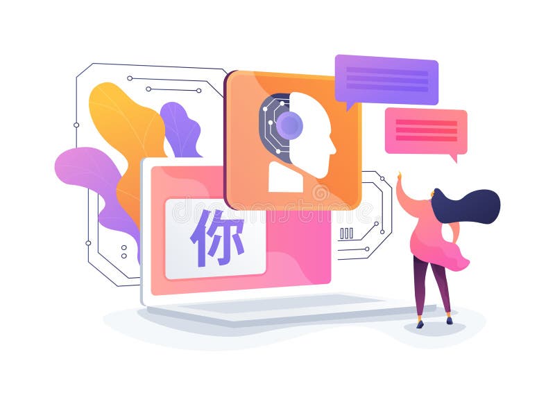 AI-Backed Language Translation Abstract Concept Vector Illustration ...