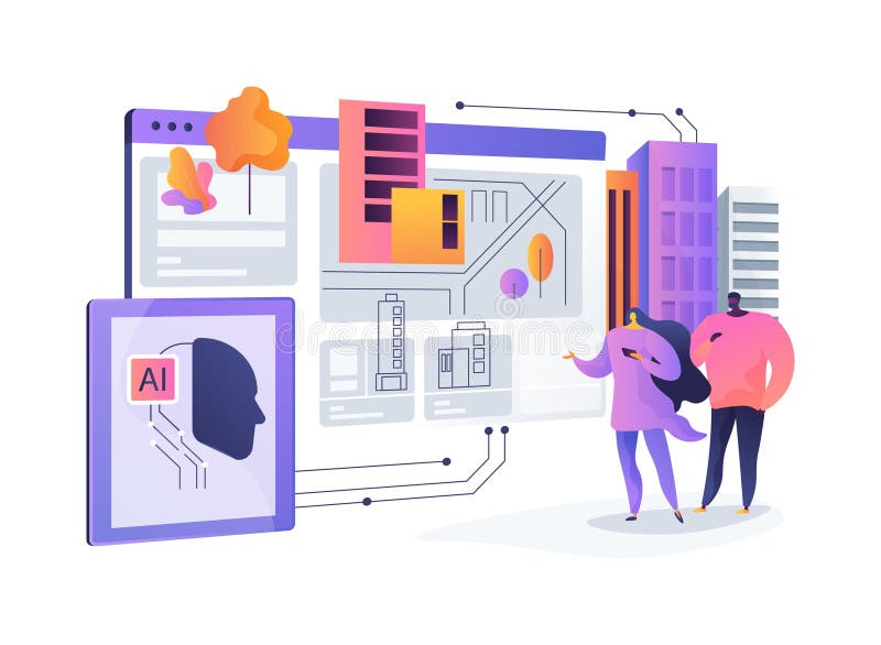 AI-Backed Urban Planning Abstract Concept Vector Illustration. Stock ...