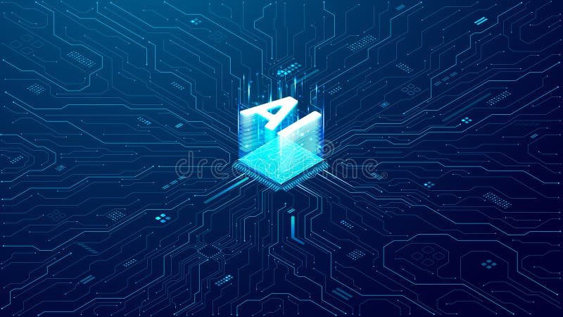 AI Background. Abstract AI Chip Hologram on Circuit Board Tech Bg Stock ...