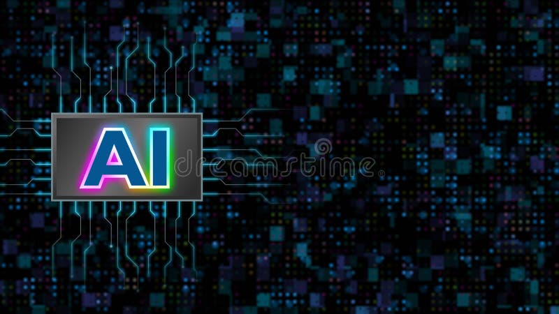 Ai Background with Chip Icon and Bright Background Stock Illustration ...
