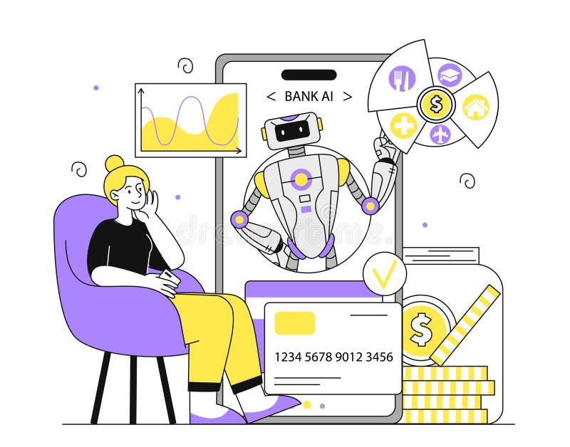 AI bank vector linear stock vector. Illustration of science - 312812862