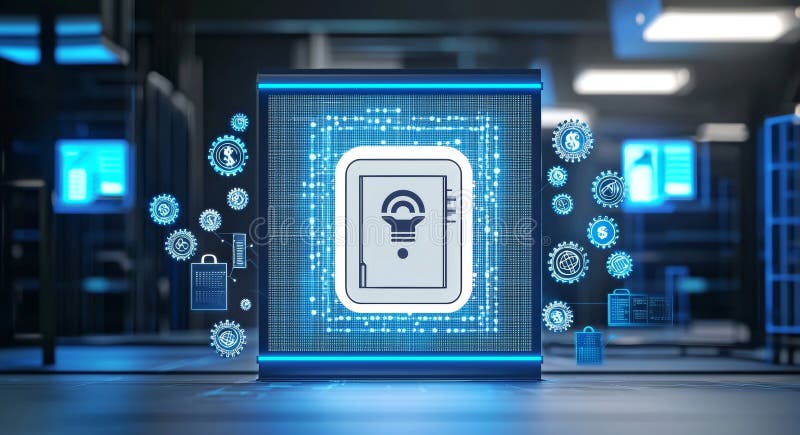 An AI-based Network with Vault Doors and Cyber Security Stock Photo ...