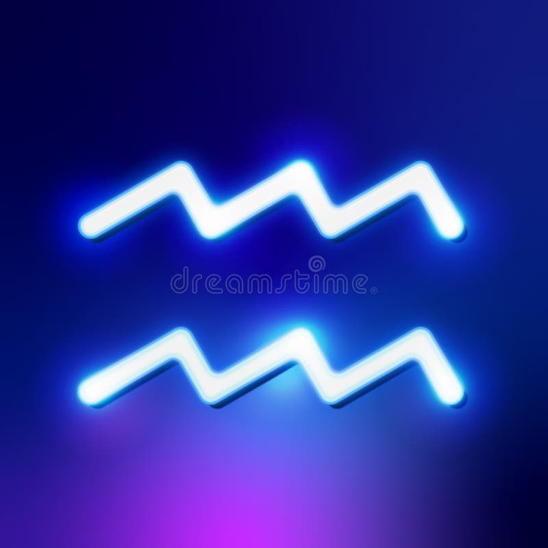 Neon Astrological Aquarius Horoscope Zodiac Sign Icon Stock Vector ...