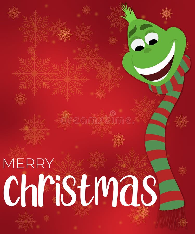 Bright Postcard, the Grinch Wishes a Merry Christmas, Banner, Postcard ...