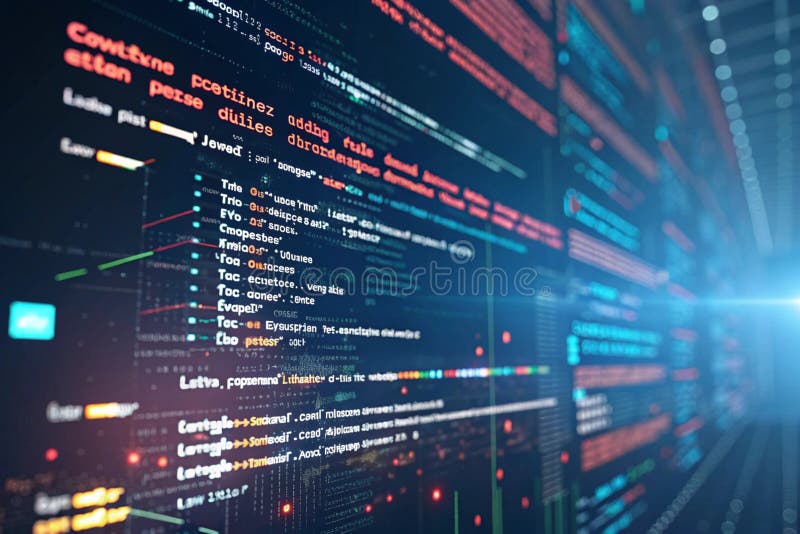 AI and Big Data: Glowing Binary Code and Programming Visualization ...