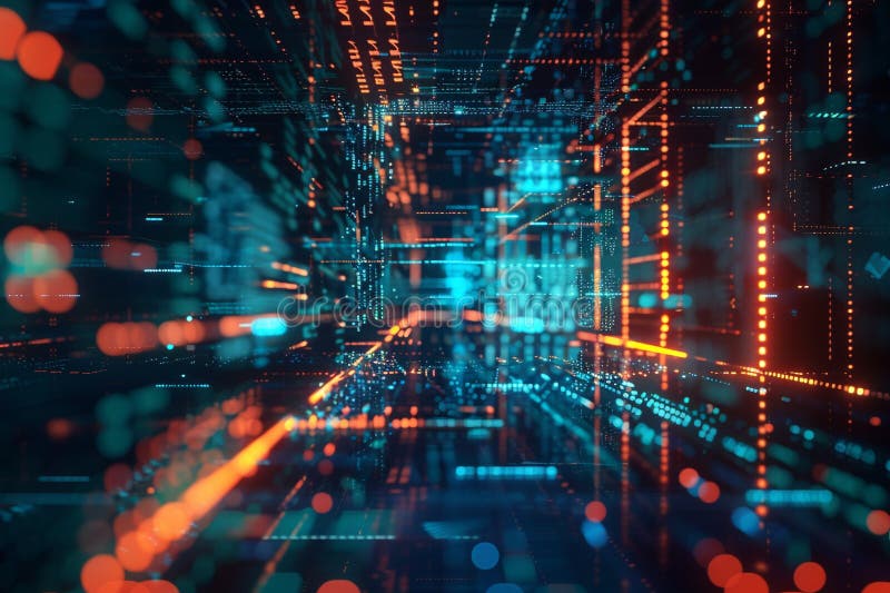 AI and Big Data Integration Captured in an Abstract Tech Landscape ...