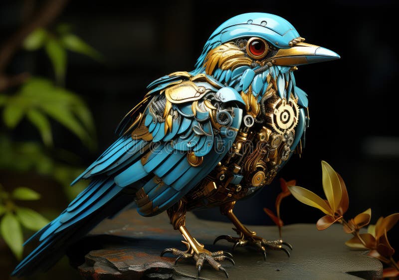 Ai Bird Cyborg in the Style of Baroque Sci-fi Stock Illustration ...