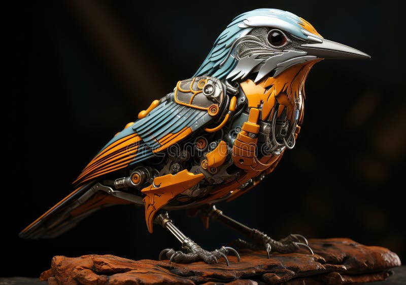 Ai Bird Cyborg in the Style of Baroque Sci-fi Stock Illustration ...