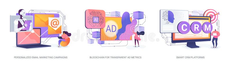 AI and Blockchain for Marketing Abstract Concept Vector Illustrations ...
