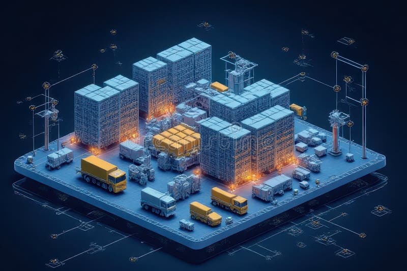 AI-Boosted Transportation Optimization Stock Illustration ...