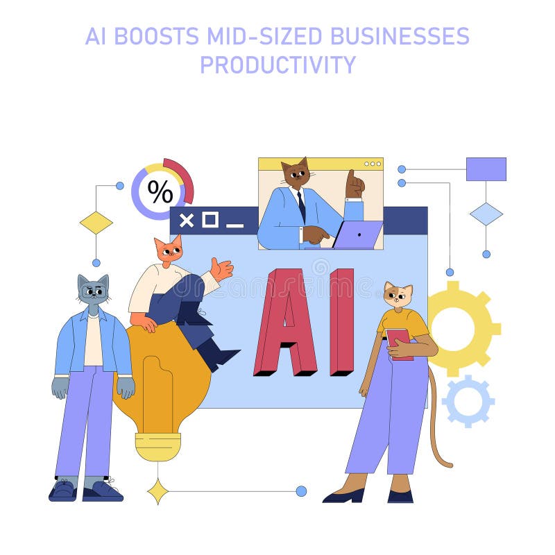 AI Boosts Mid Sized Businesses Stock Vector - Illustration of ...