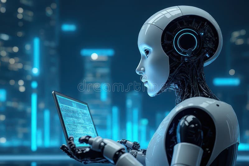 AI Bot Powered Intelligent Automation Stock Illustration - Illustration ...