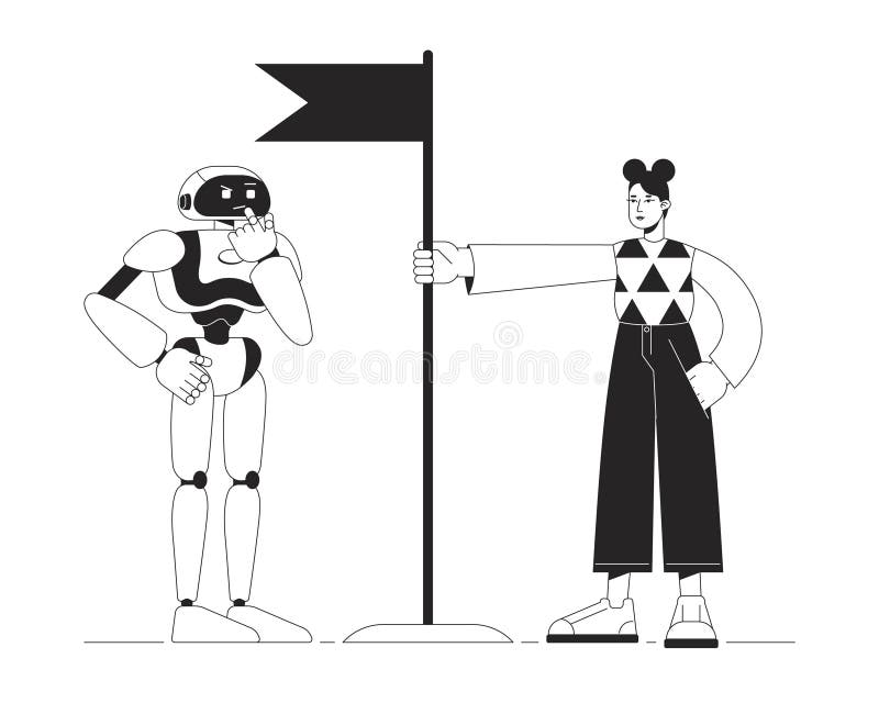 AI Bot Training Black and White Concept Vector Spot Illustration Stock ...