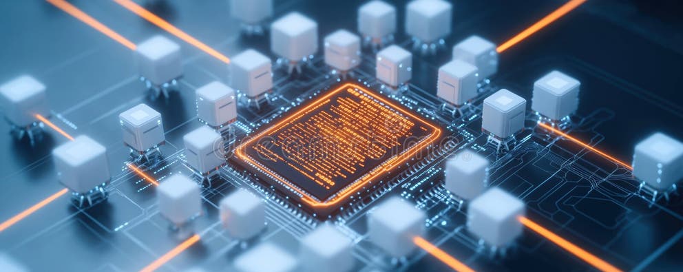 Ai Bots Form Protective Barrier Around Glowing Network Server. Digital ...