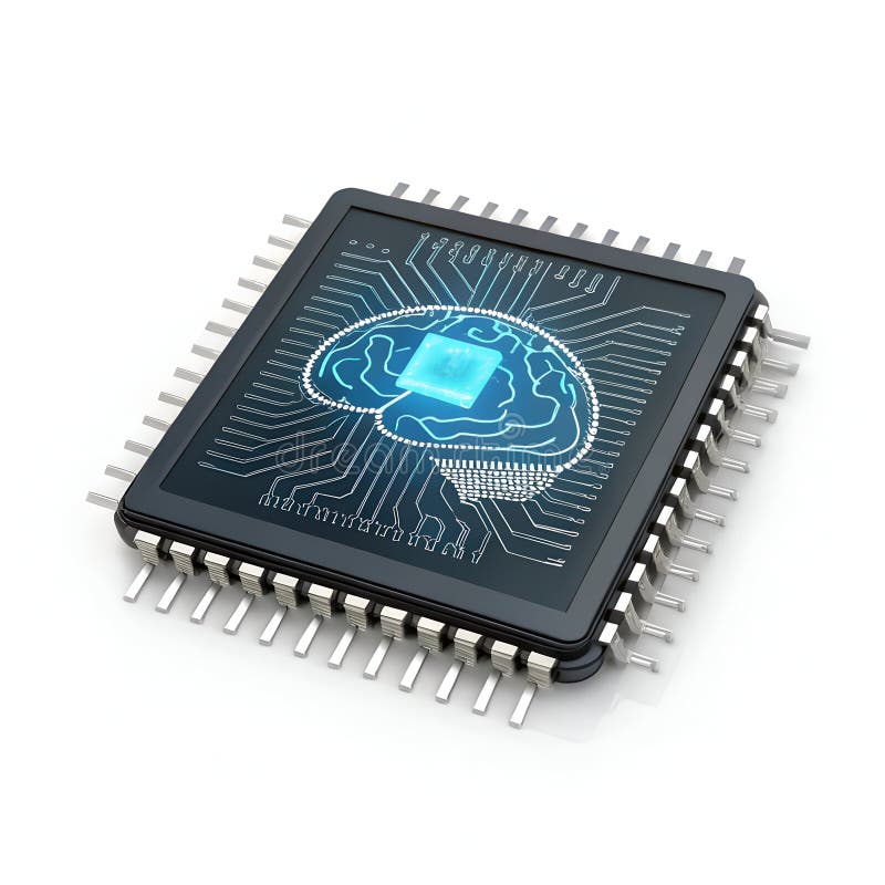 AI Brain Chip 3D Icon, Artificial Intelligence Concept Stock ...