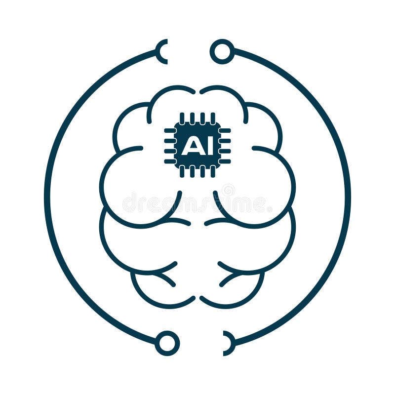 Brain and Set Up Robot, Technology Flat Icons Style on White Background ...