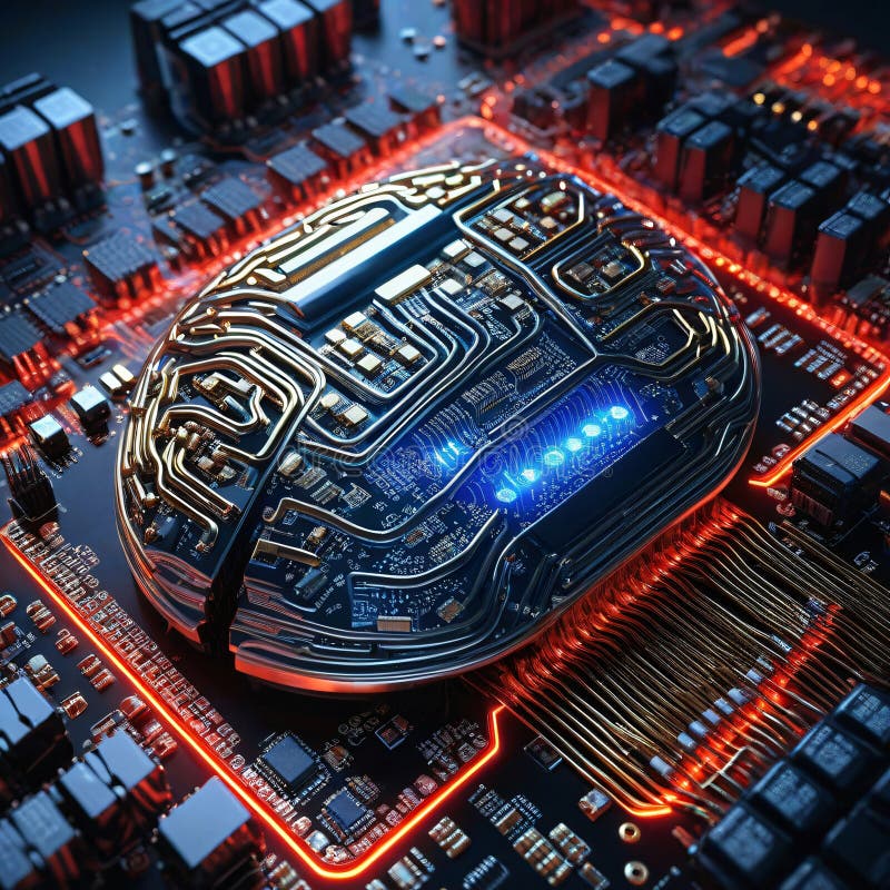 AI Brain on Circuit Board. Generative Ai Stock Illustration ...