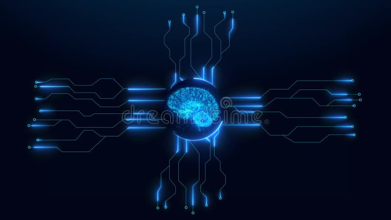 AI Brain Circuit Board Icon, Artificial Intelligence Technological Chip ...