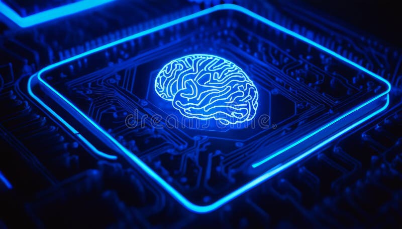 AI Brain Circuit Concept Art Stock Illustration - Illustration of brain ...