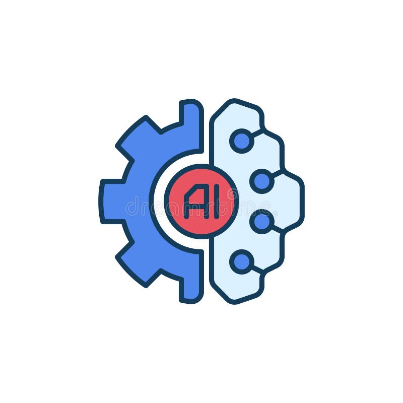 AI Brain with Cog Wheel Vector Artificial Intelligence Concept Colored ...