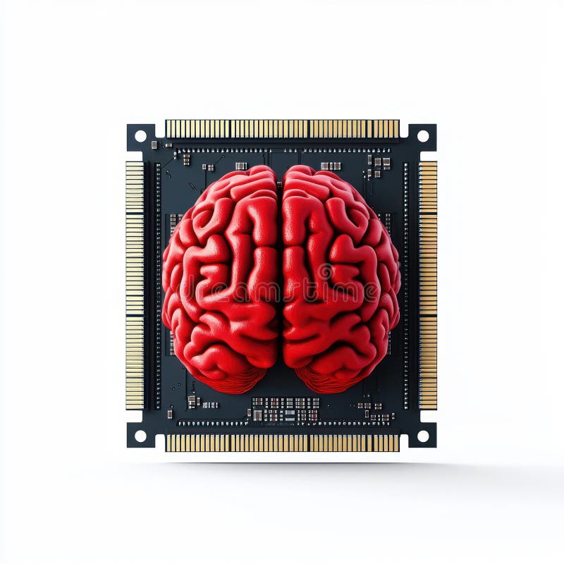 AI Brain on Computer Chip stock photo. Image of algorithm - 367244054