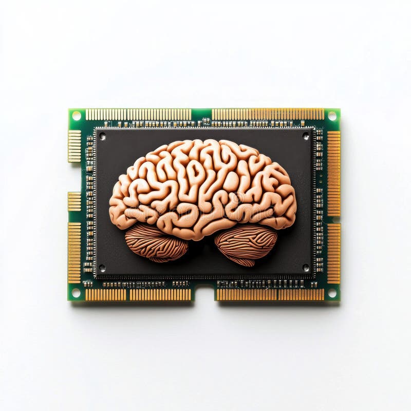 AI Brain on Computer Chip stock image. Image of learning - 367244083