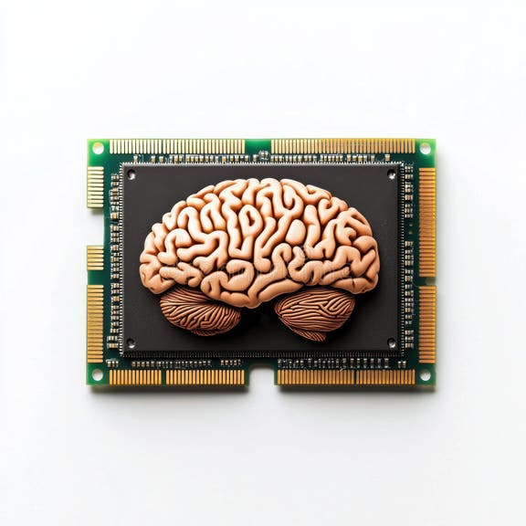AI Brain on Computer Chip stock image. Image of learning - 367244083