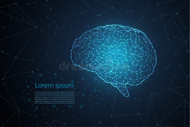 AI polygon brain stock illustration. Illustration of futuristic - 127433948