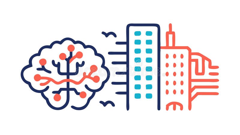 AI Brain Connected To Smart City Network, Vector Design Generative AI Stock Vector ...