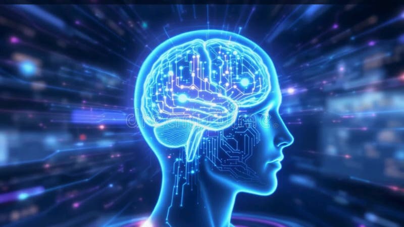 AI Brain Digital Animation, Futuristic Human Brain Video Stock Video ...