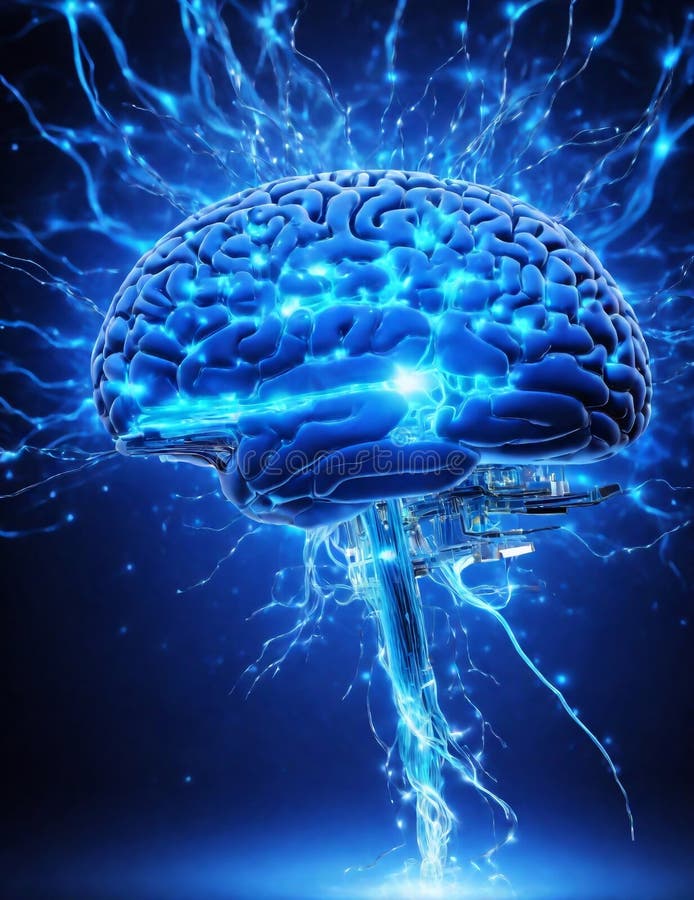 Ai Brain with Electrical Impulses Coming from it the Brain Stock ...