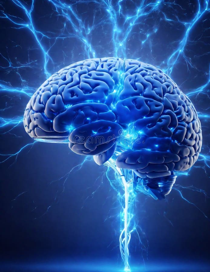 Ai Brain with Electrical Impulses Coming from it the Brain Stock ...