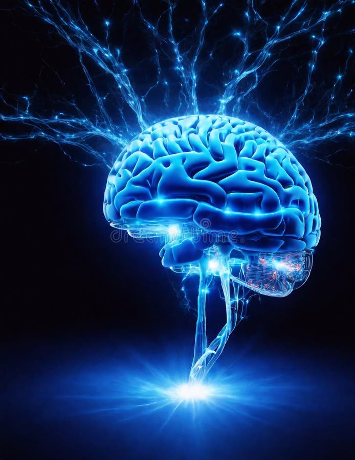 Ai Brain with Electrical Impulses Coming from it the Brain Stock ...
