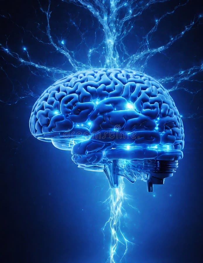 Ai Brain with Electrical Impulses Coming from it the Brain Stock ...