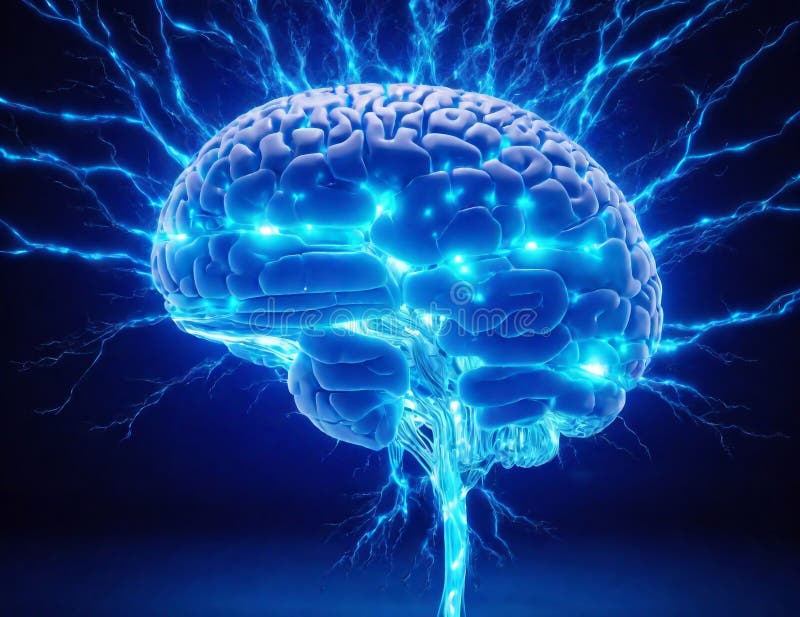 Ai Brain with Electrical Impulses Coming from it the Brain Stock ...